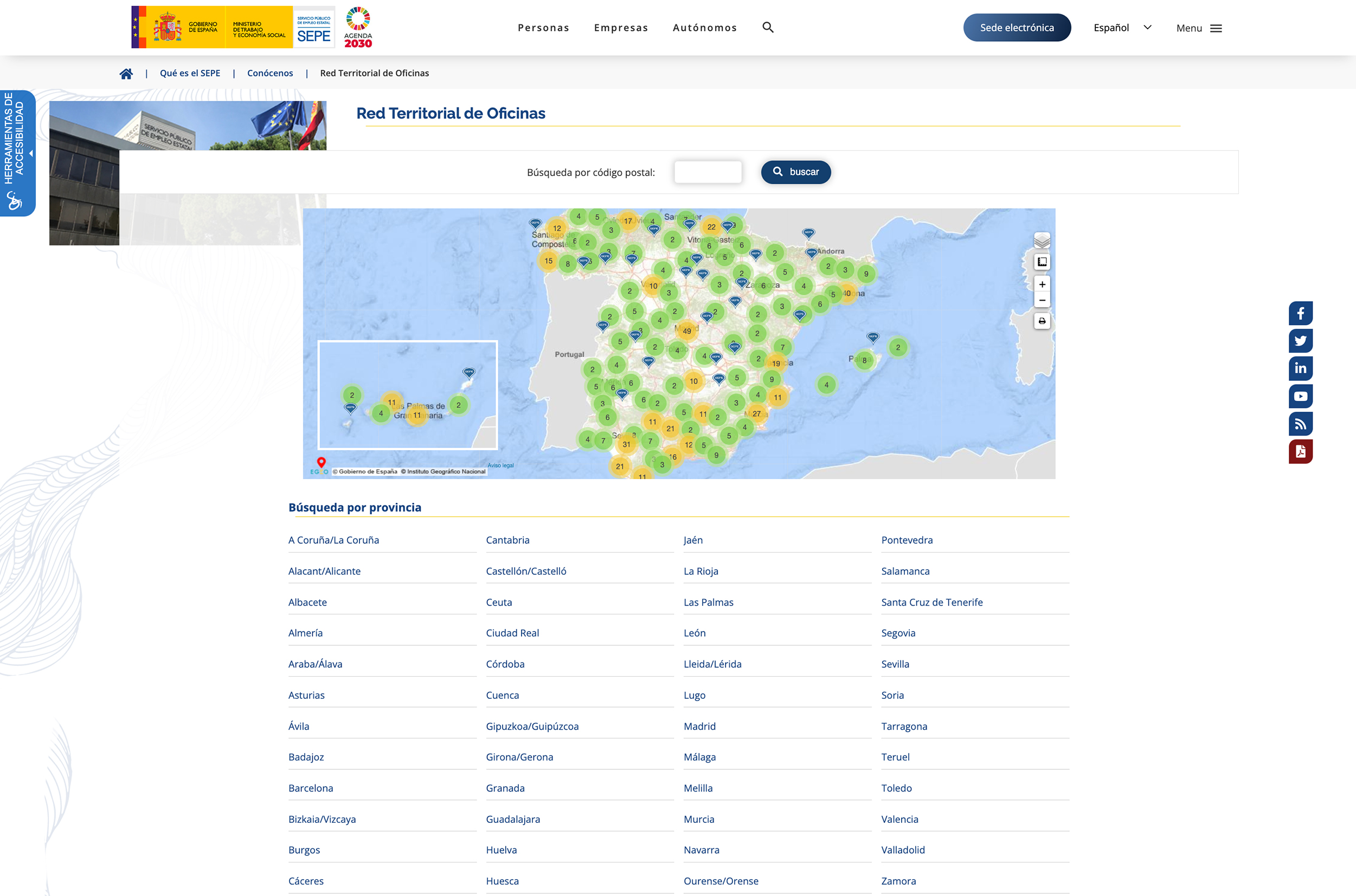 Servicio | Buscador de la Red Territorial de Oficinas | Red COE